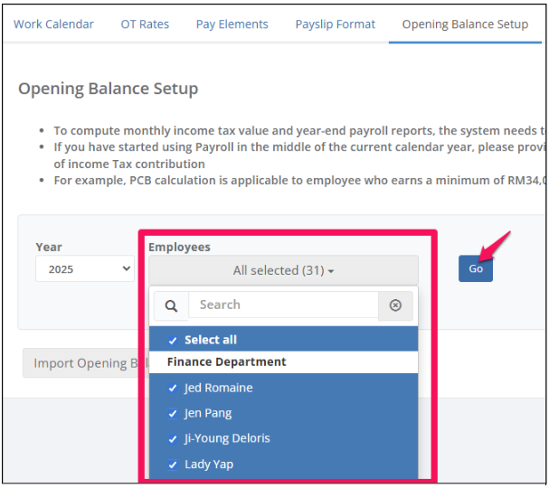 Malaysia Payroll - How to enter Tax Opening Balance – JustLogin Help Center